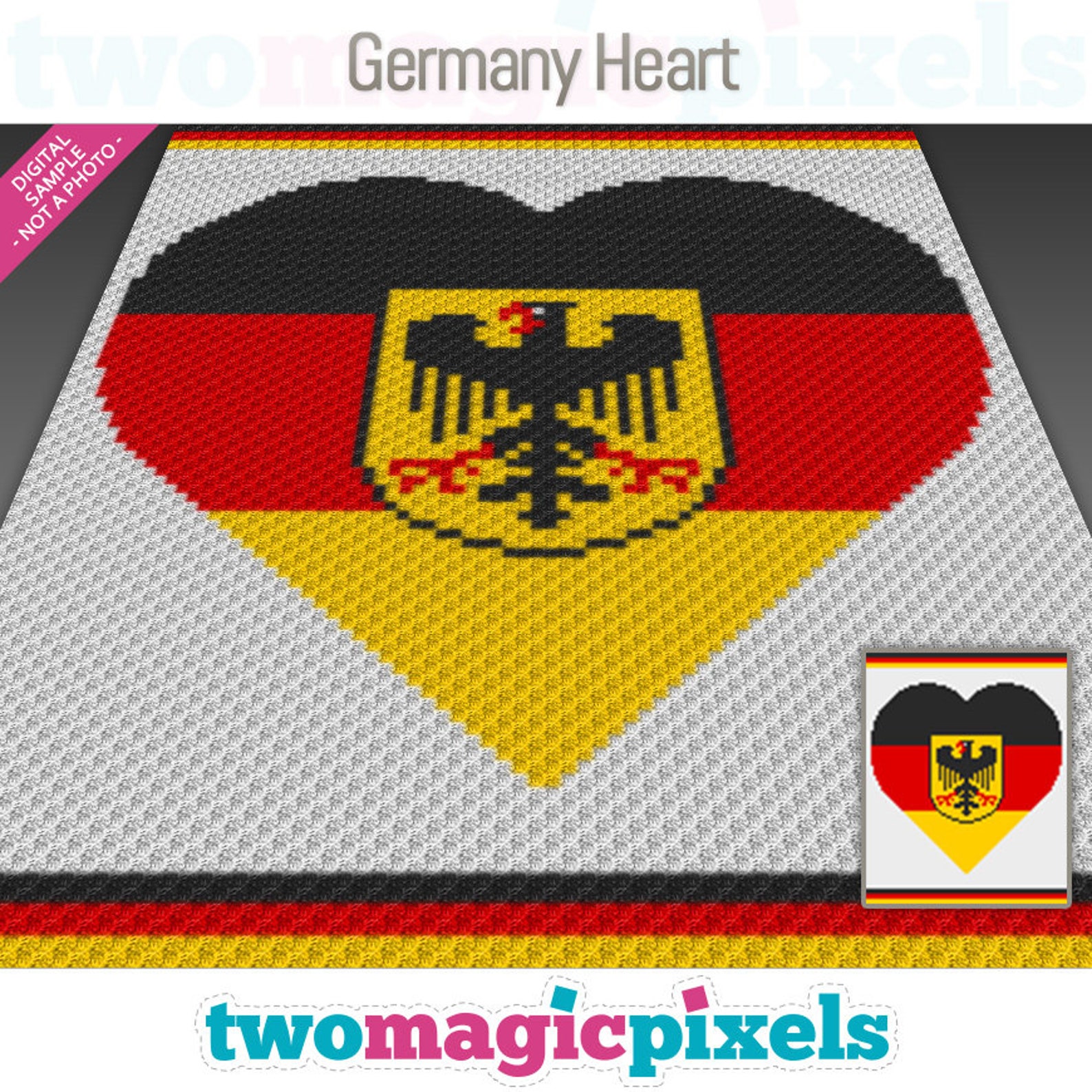Germany Heart Pattern, Corner to Corner Blanket, German Flag Crochet ...