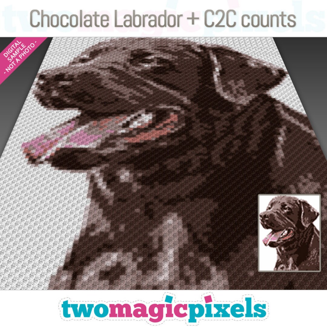 C2C Chocolate Labrador Crochet Graph + Row-by-row Counts; Instant PDF ...