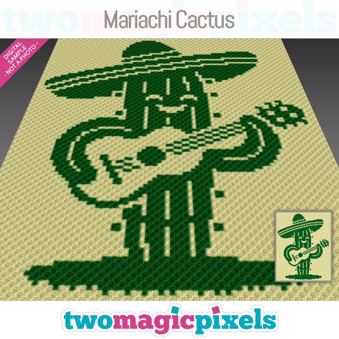 Mariachi Cactus Crochet Graph (c2c, Mini C2c, Sc, Hdc, Dc, Tss), Cross ...