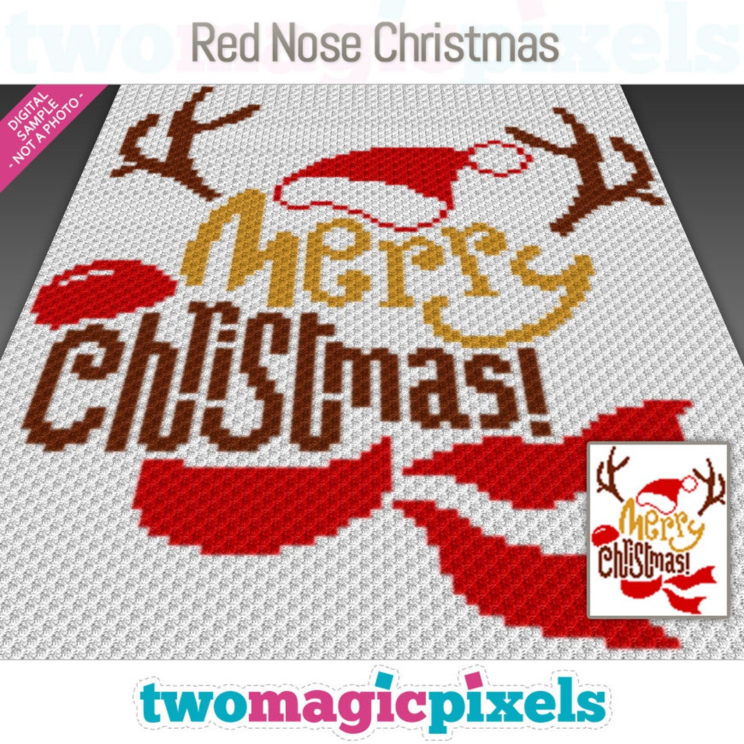 Red Nose Christmas Crochet Graph (c2c, Mini C2c, Sc, Hdc, Dc, Tss ...