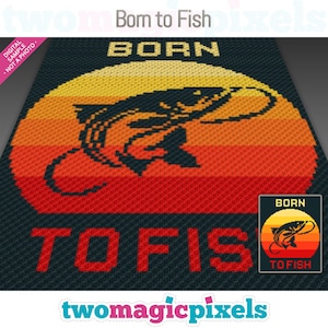 Born to Fish Crochet Graph Cross Stitch c2c Mini C2c Sc - Etsy
