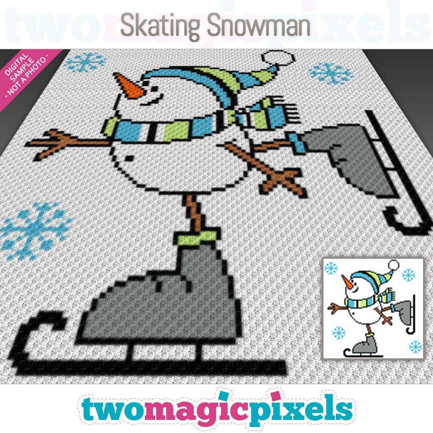 Skating Snowman Crochet Graph c2c, Mini C2c, Sc, Hdc, Dc, Tss, Cross ...