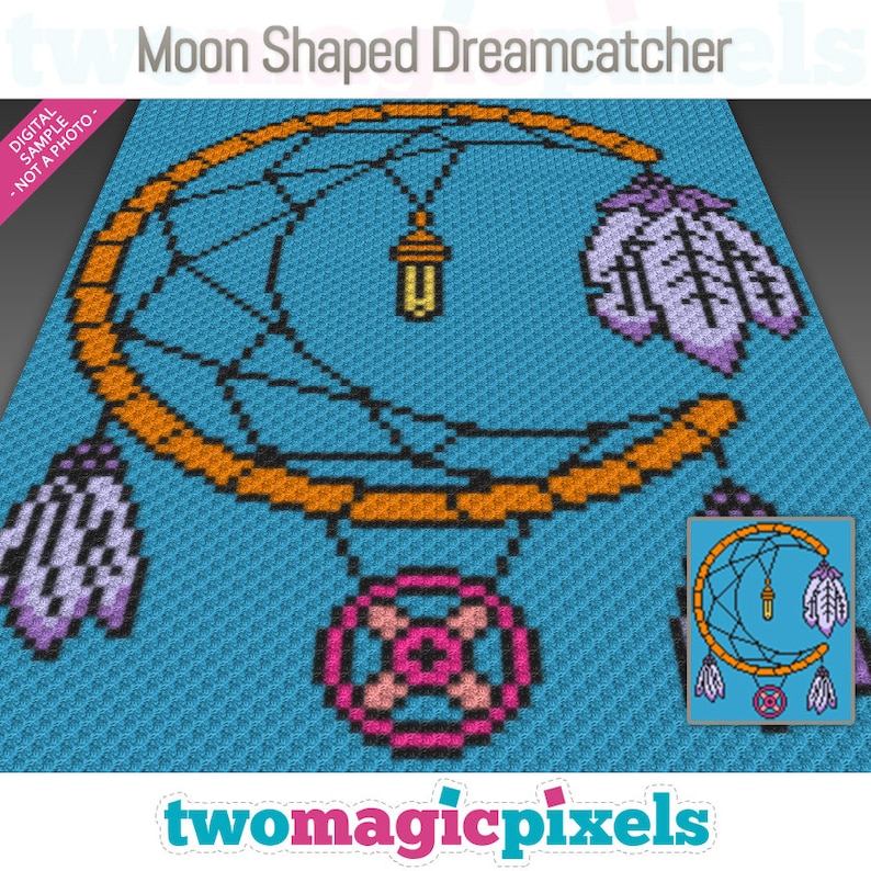 Moon Shaped Dreamcatcher Crochet Graph c2c Mini C2c Sc - Etsy