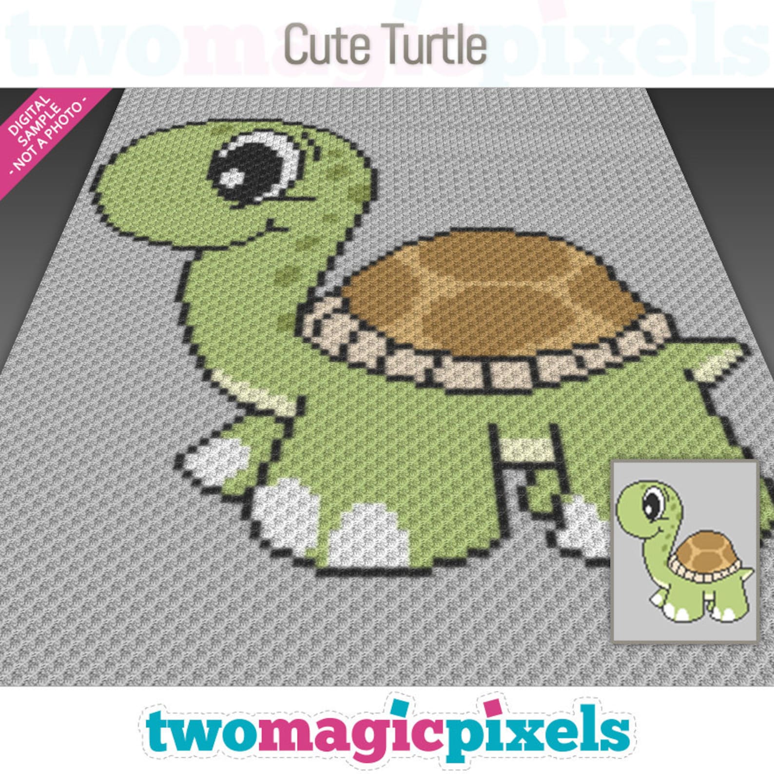 Cute Turtle Crochet Graph Cross Stitch; (c2c, Mini C2c, Sc, Hdc, Dc ...