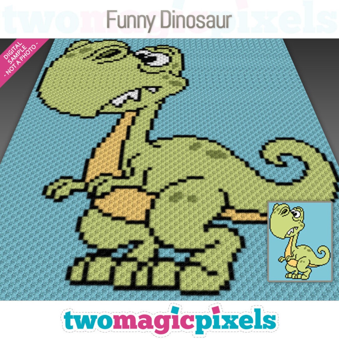 Funny Dinosaur Crochet Graph Cross Stitch c2c, Mini C2c, Sc, Hdc, Dc ...