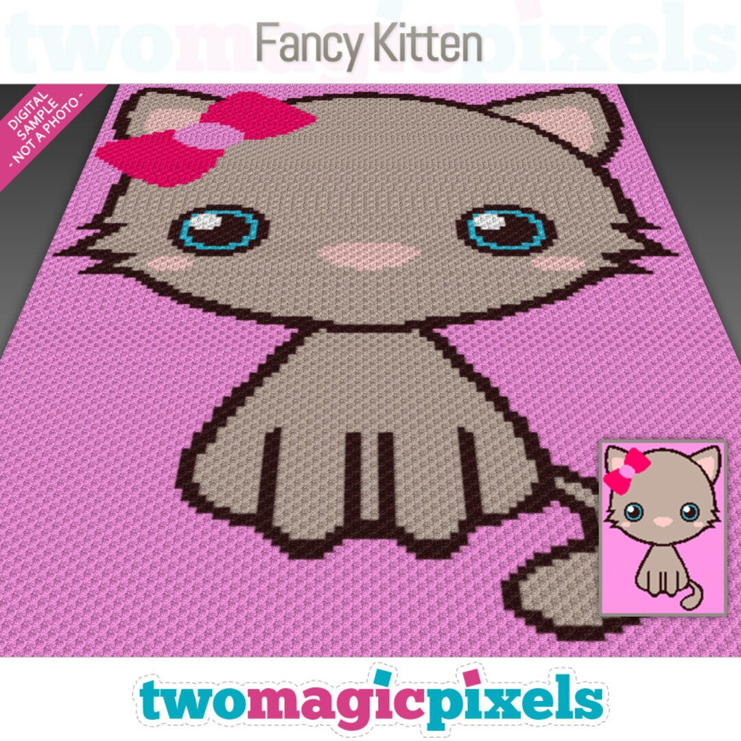 Fancy Kitten Crochet Graph (c2c, Mini C2c, Sc, Hdc, Dc, Tss), Cross ...
