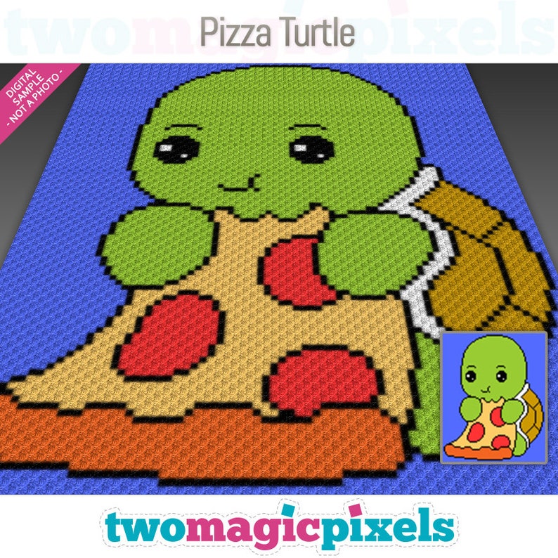 Pizza Turtle Crochet Graph c2c Mini C2c Sc Hdc Dc Tss - Etsy