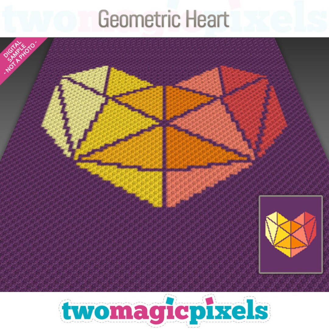 Geometric Heart Crochet Graph (c2c, Mini C2c, Sc, Hdc, Dc, Tss), Cross ...