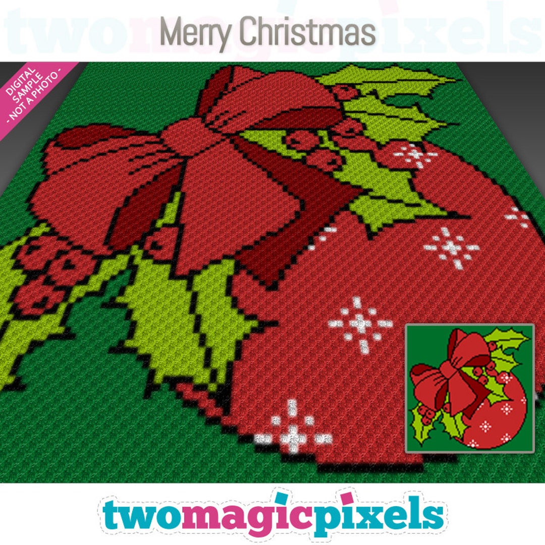 Merry Christmas Crochet Graph Cross Stitch; (c2c, Mini C2c, Sc, Hdc, Dc ...