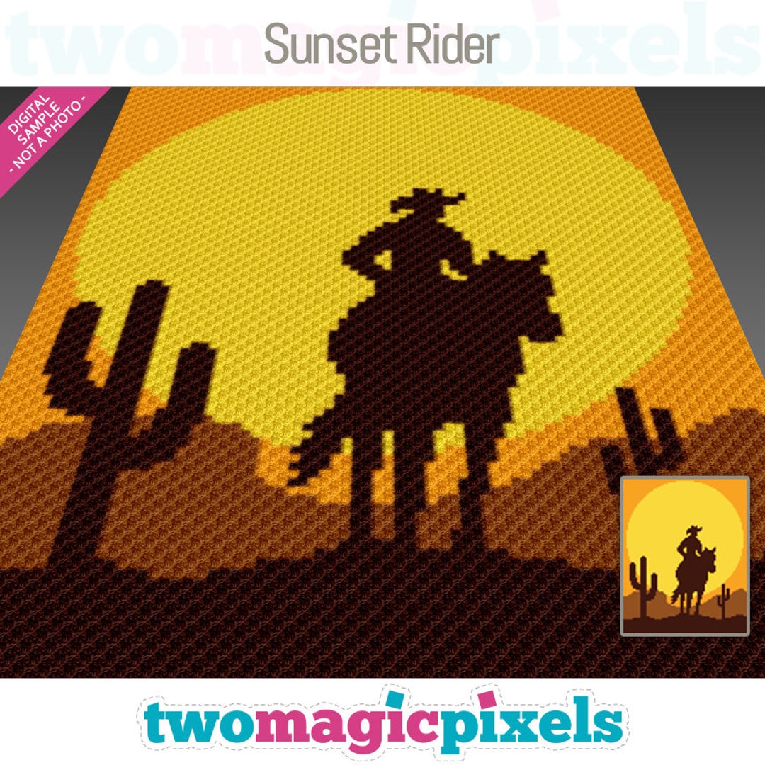 Sunset Rider Crochet Graph Pattern, C2C Graphgan PDF, Western ...