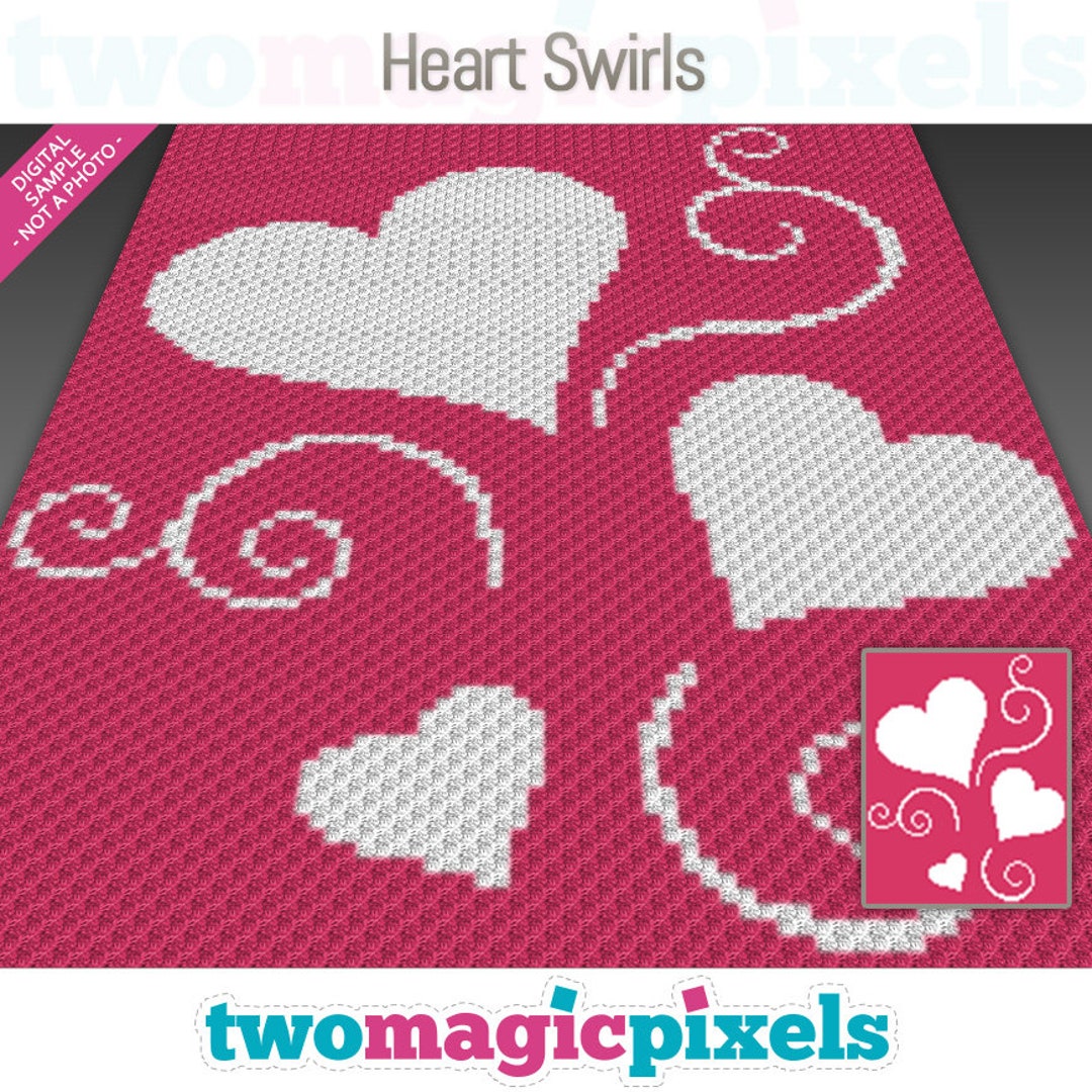 Heart Swirls Crochet Graph (c2c, Mini C2c, Sc, Hdc, Dc, Tss), Cross ...