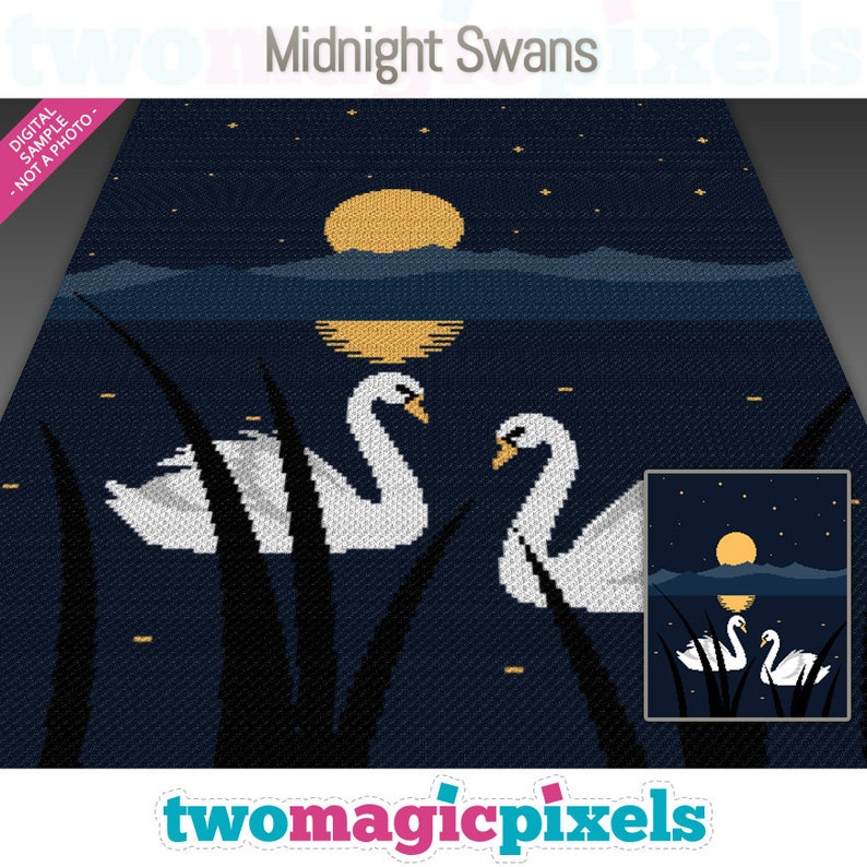 Midnight Swans Crochet Graph c2c Mini C2c Sc Hdc Dc - Etsy