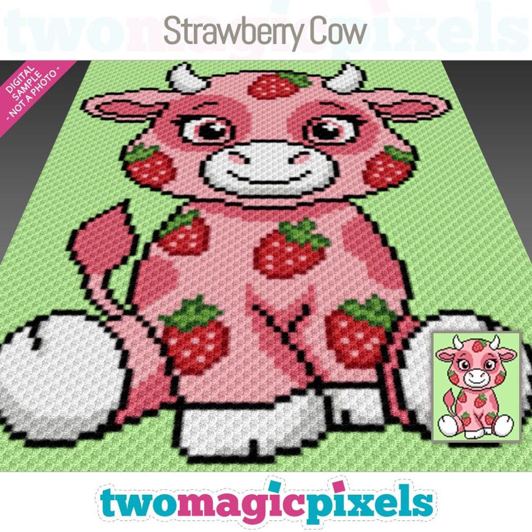 Strawberry Cow Crochet Pattern, C2C Graphgan PDF, Farm Animal Blanket ...