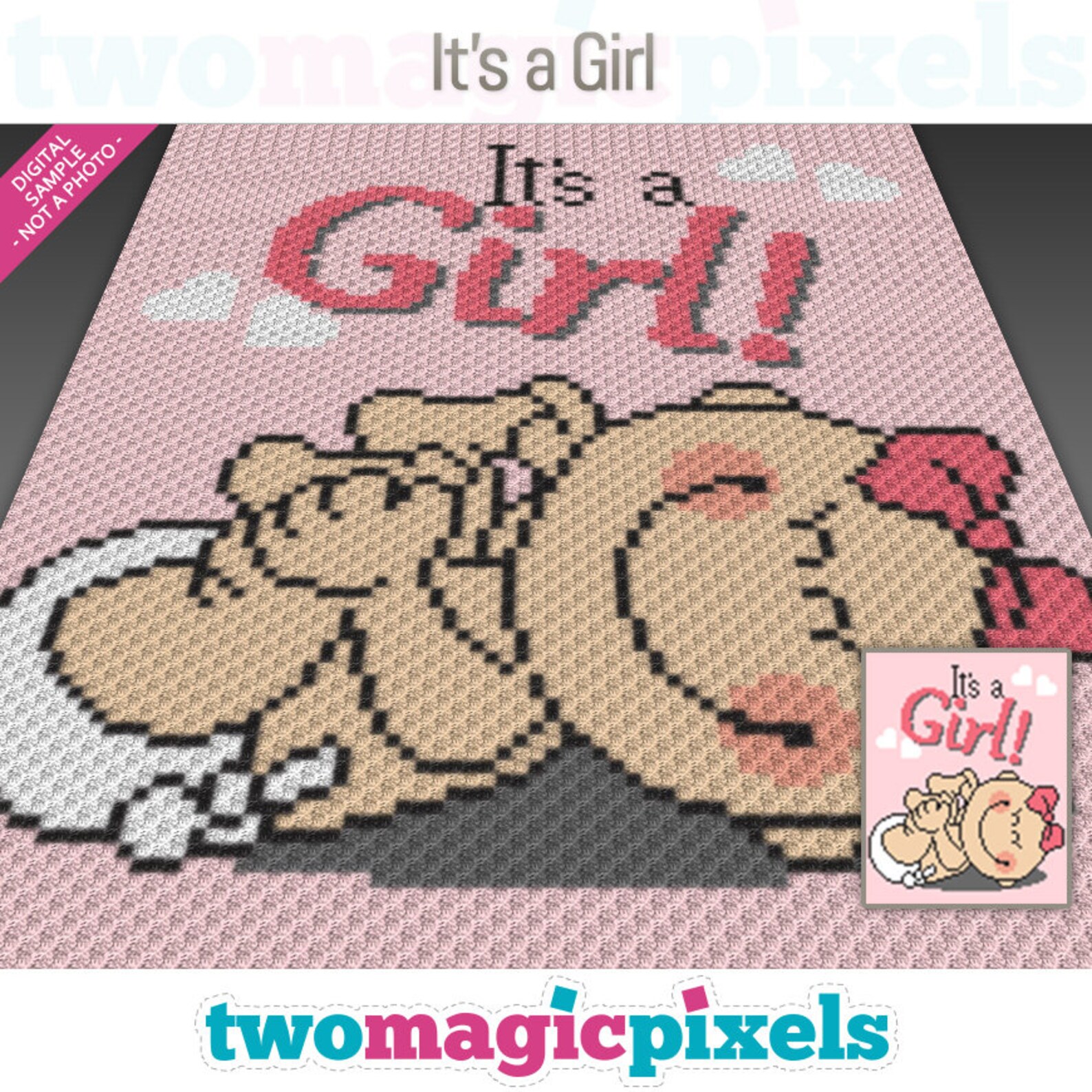 It's a Girl Crochet Graph c2c Mini C2c Sc Hdc Dc | Etsy