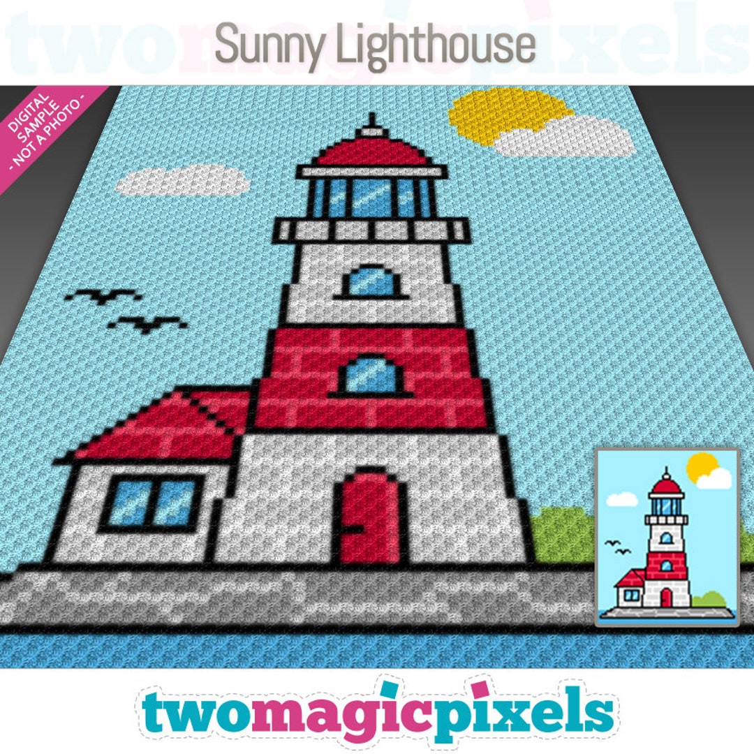 Sunny Lighthouse Crochet Graph Cross Stitch; (c2c, Mini C2c, Sc, Hdc ...