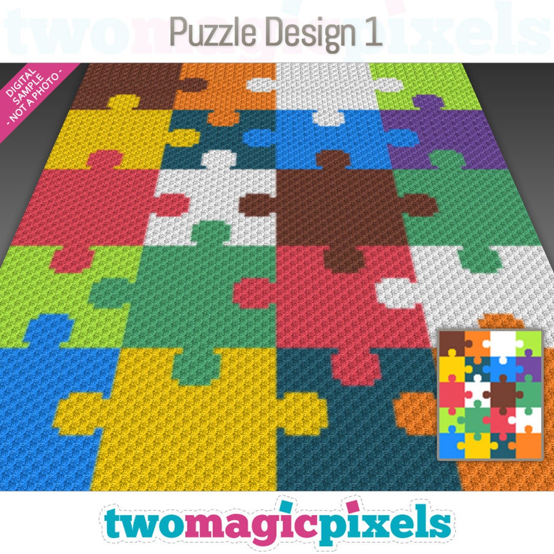 Puzzle Design 1 Crochet Graph (c2c, Mini C2c, Sc, Hdc, Dc, Tss), Cross ...