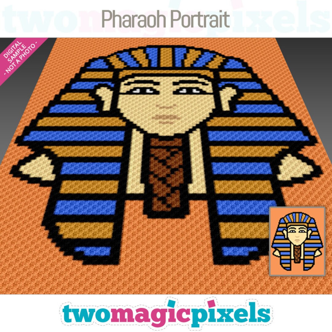 Pharaoh Portrait Pattern, Corner to Corner Blanket, Ancient Egypt ...