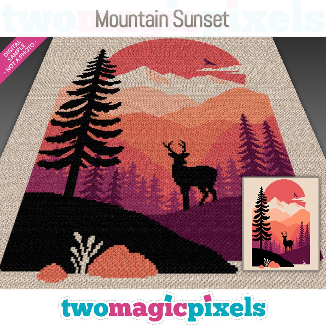 Mountain Sunset Crochet Pattern, C2C Graphgan PDF, Landscape Blanket ...