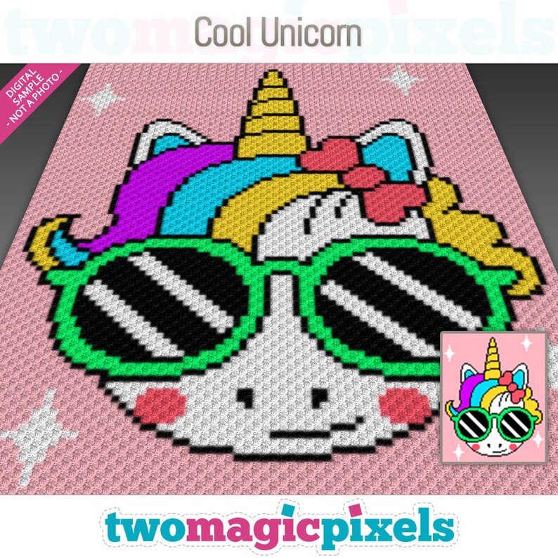 Cool Unicorn Crochet Graph c2c Mini C2c Sc Hdc Dc Tss - Etsy