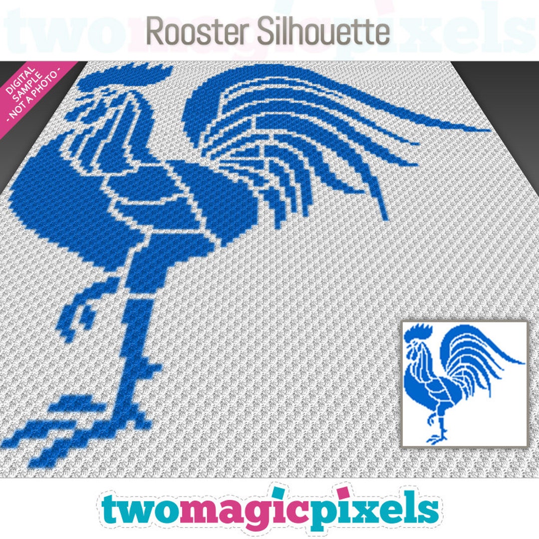 Rooster Silhouette Crochet Graph Cross Stitch c2c, Mini C2c, Sc, Hdc ...