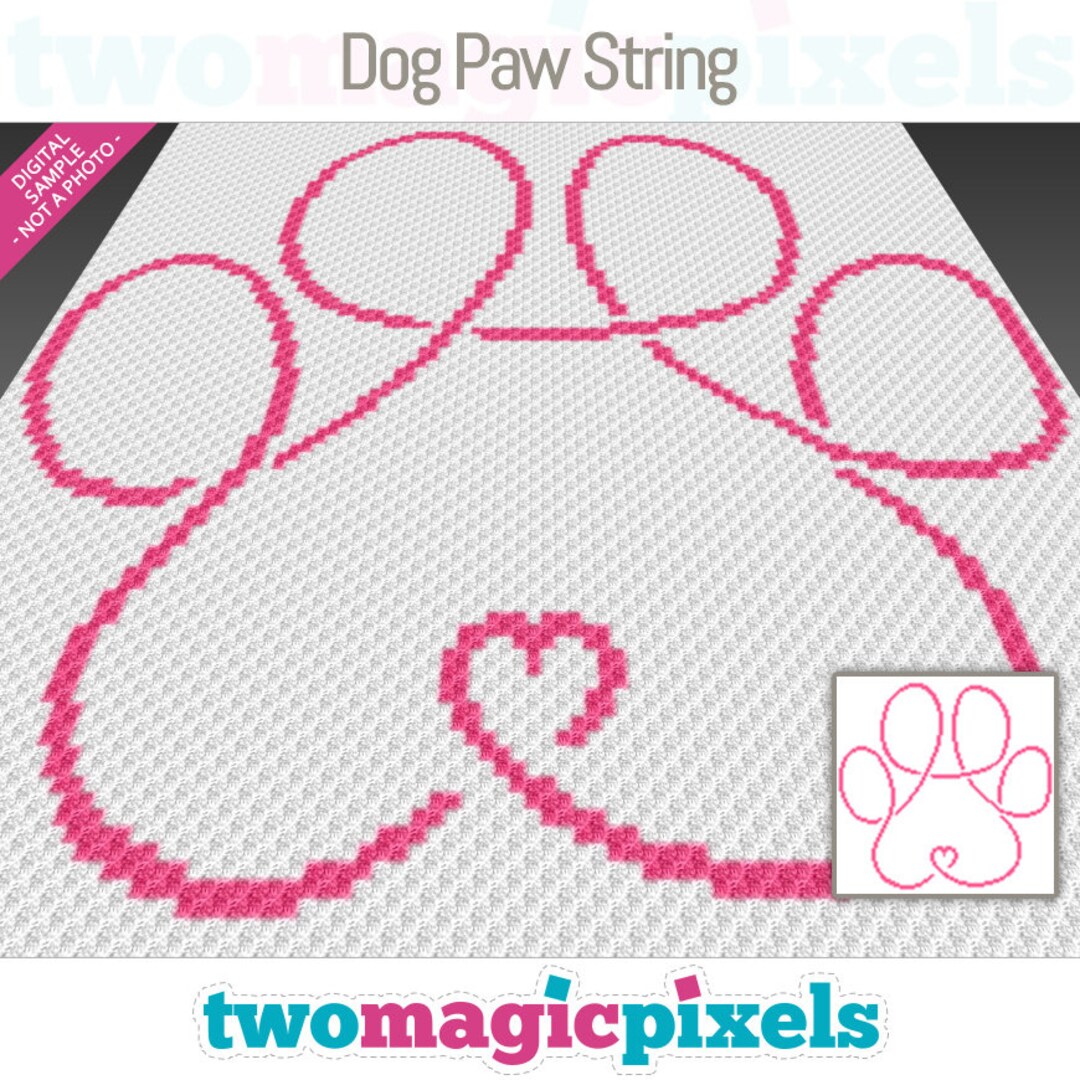 Dog Paw String Crochet Graph Cross Stitch; (c2c, Mini C2c, Sc, Hdc, Dc ...