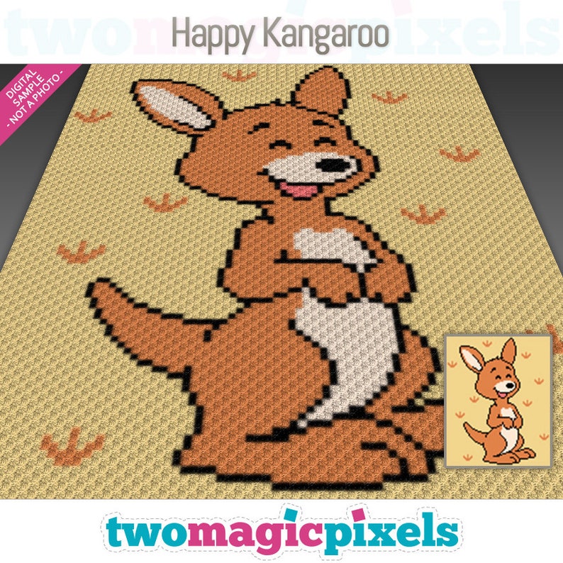 Happy Kangaroo Crochet Graph c2c Mini C2c Sc Hdc Dc - Etsy