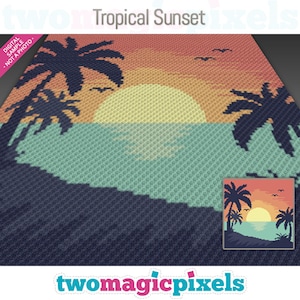 Tropical Sunset Crochet Graph c2c Mini C2c Sc Hdc Dc | Etsy