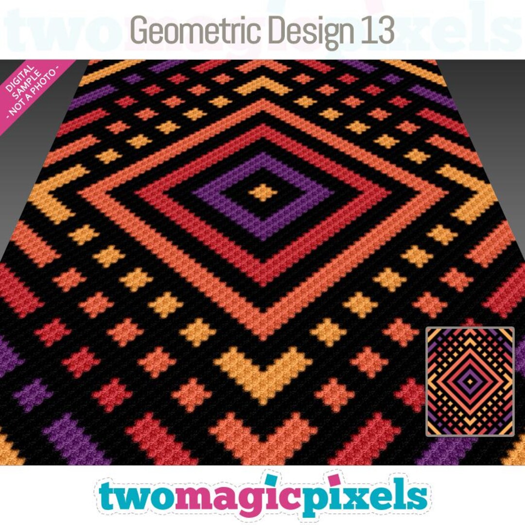 Geometric Design 13 Crochet Pattern, C2C Graphgan PDF, Abstract Blanket ...