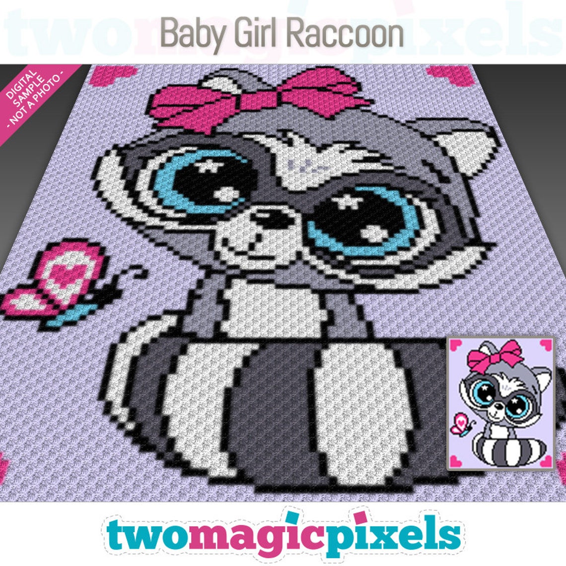 Baby Girl Raccoon Graph for Crochet (c2c/mini C2c, Sc/hdc/dc/tss ...