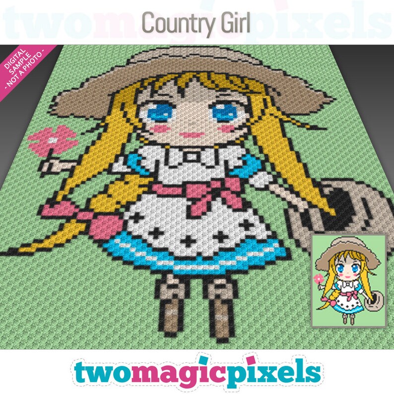 Country Girl Crochet Graph Cross Stitch; (c2c, Mini C2c, Sc, Hdc, Dc ...