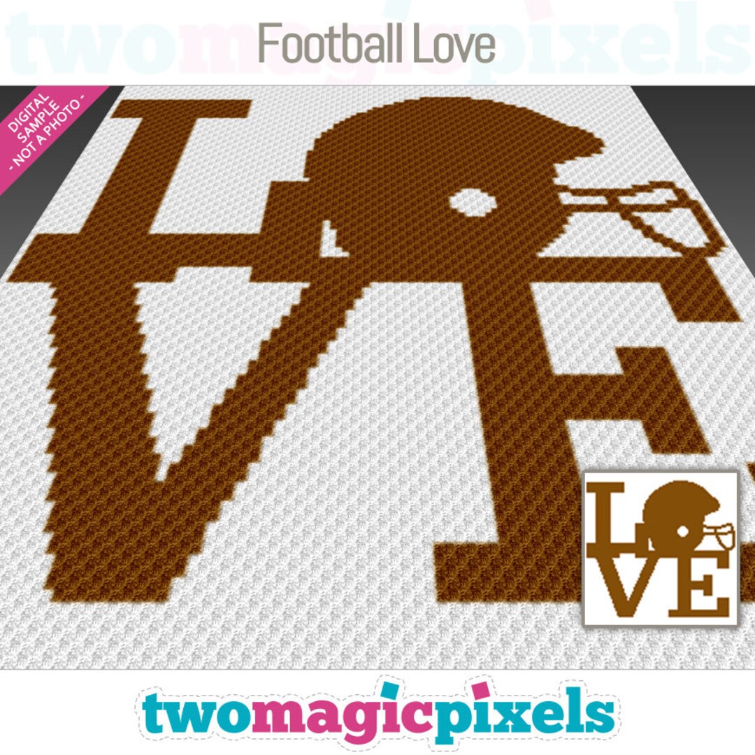Football Love Crochet Graph Cross Stitch; (c2c, Mini C2c, Sc, Hdc, Dc ...