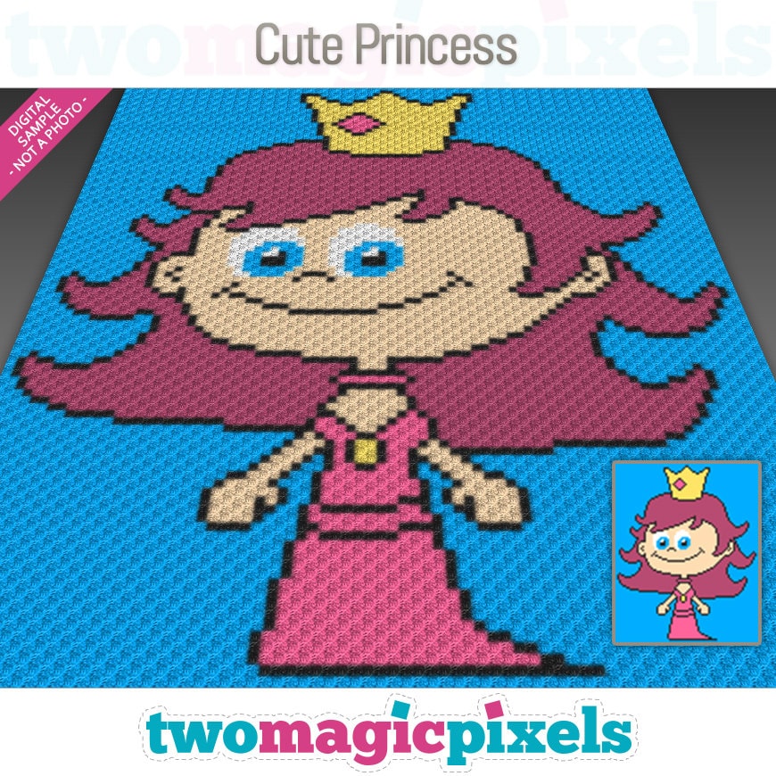 Cute Princess Crochet Graph c2c Mini C2c Sc Hdc Dc Tss - Etsy
