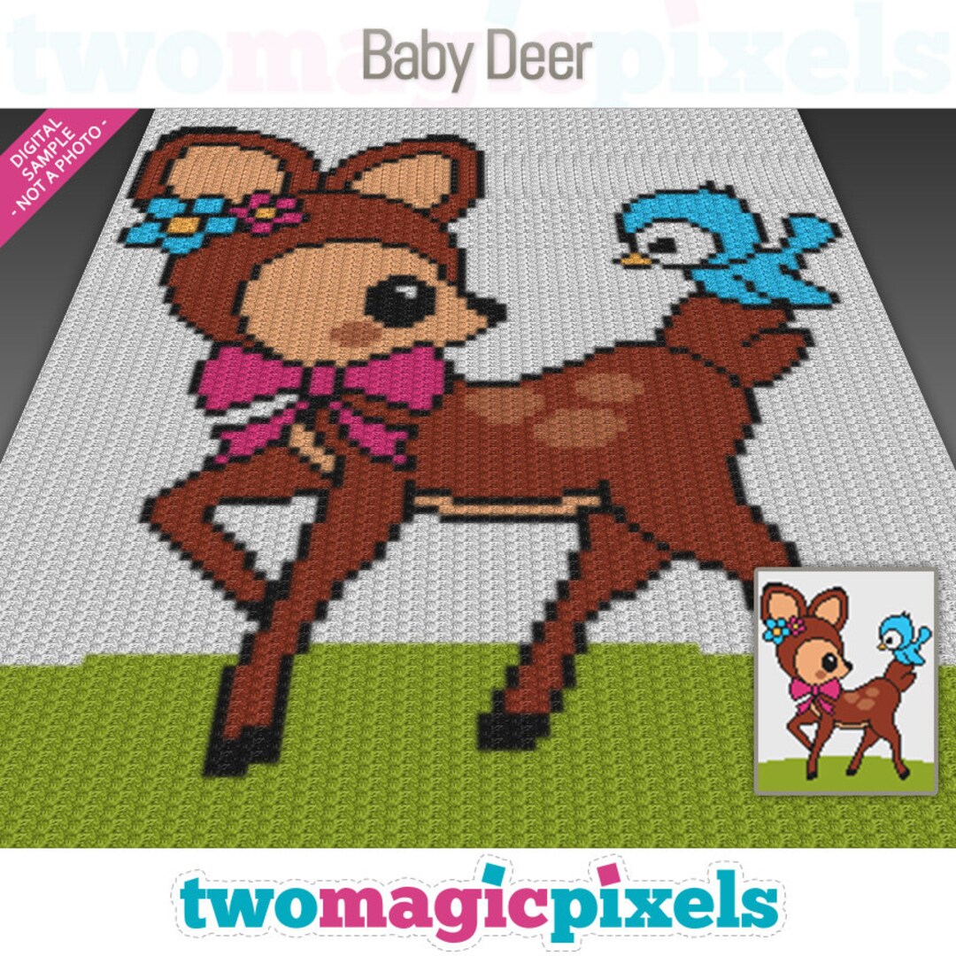 Baby Deer Crochet Pattern, C2C Graphgan PDF, Nursery Blanket Chart (no ...