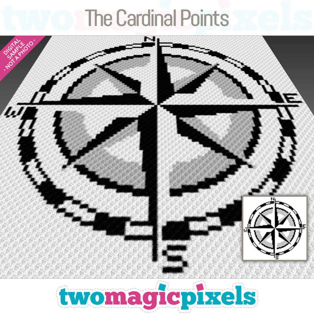 The Cardinal Points Crochet Graph (c2c, Mini C2c, Sc, Hdc, Dc, Tss ...
