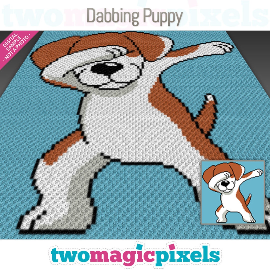 Dabbing Puppy Graph for Crochet (c2c, Mini C2c, Sc, Hdc, Dc, Tss ...