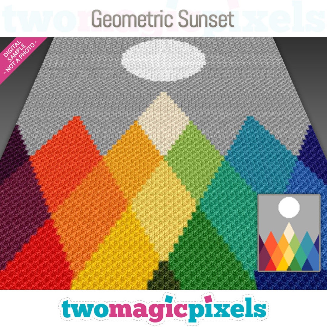 Geometric Sunset Crochet Graph (c2c, Mini C2c, Sc, Hdc, Dc, Tss), Cross ...