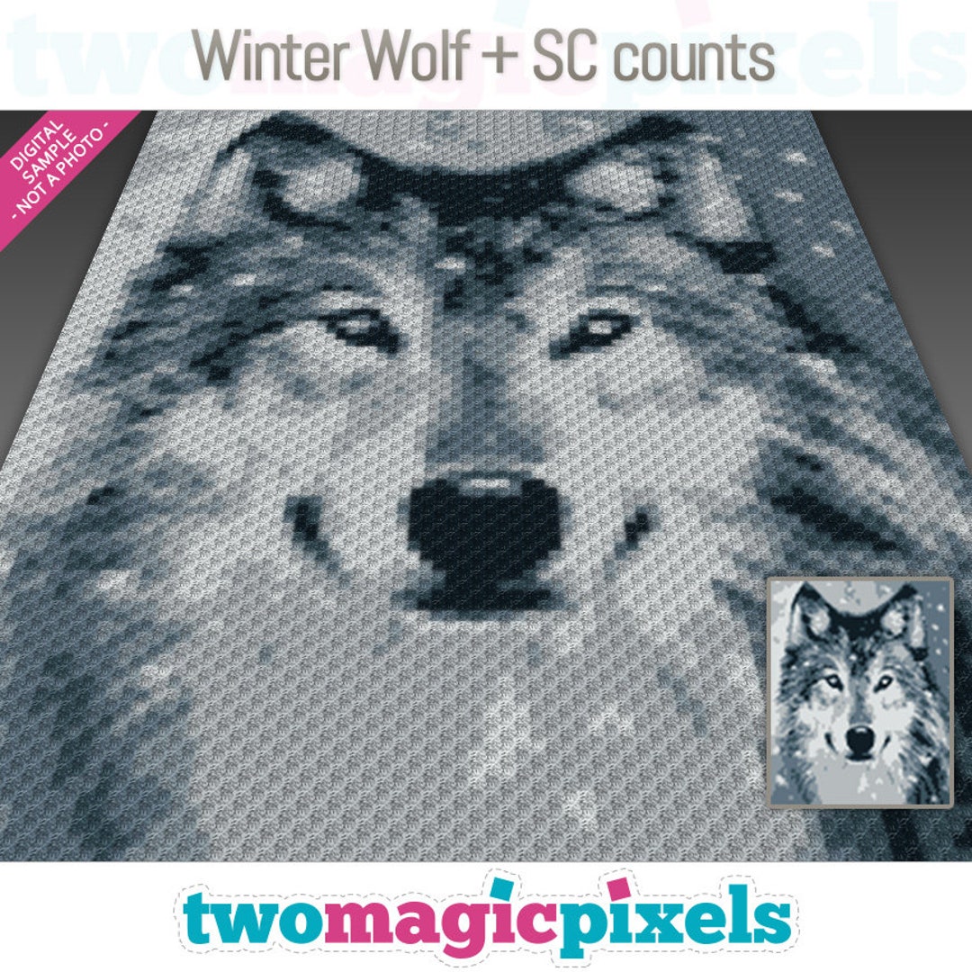 Winter Wolf Crochet Graph + SC Row-by-row Counts; Instant PDF Download ...