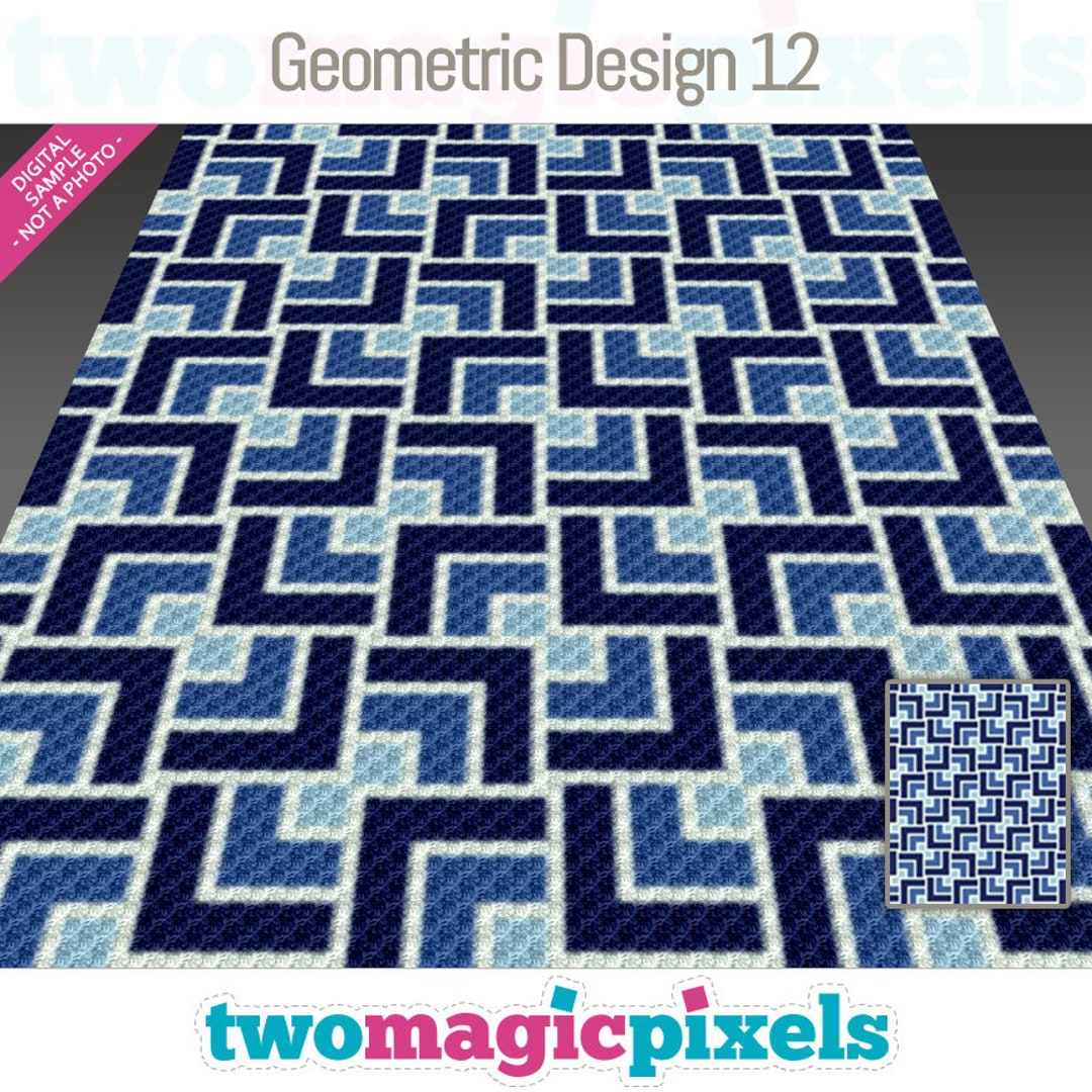 Geometric Design 12 Graph for Crochet (c2c, Mini C2c, Sc, Hdc, Dc, Tss ...