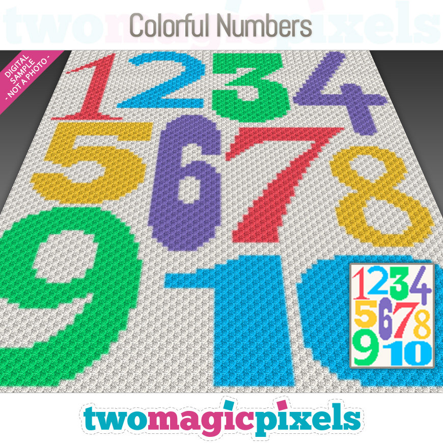 Colorful Numbers Crochet Graph Cross Stitch c2c, Mini C2c, Sc, Hdc, Dc ...