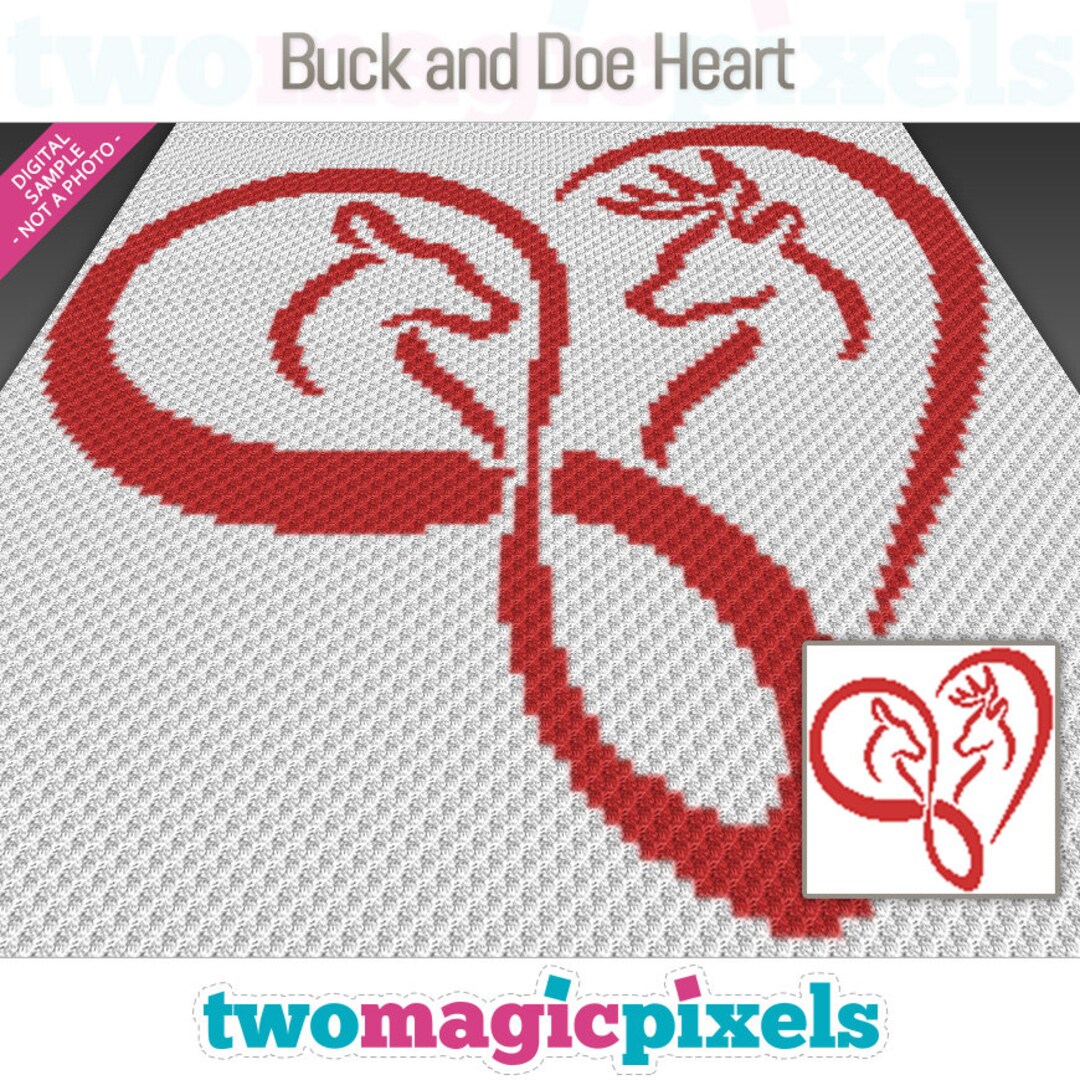 Buck and Doe Heart Crochet Graph Cross Stitch; (c2c, Mini C2c, Sc, Hdc ...