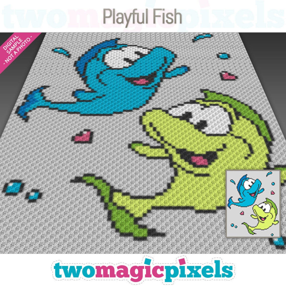 Playful Fish crochet graph c2c mini c2c sc hdc dc tss | Etsy