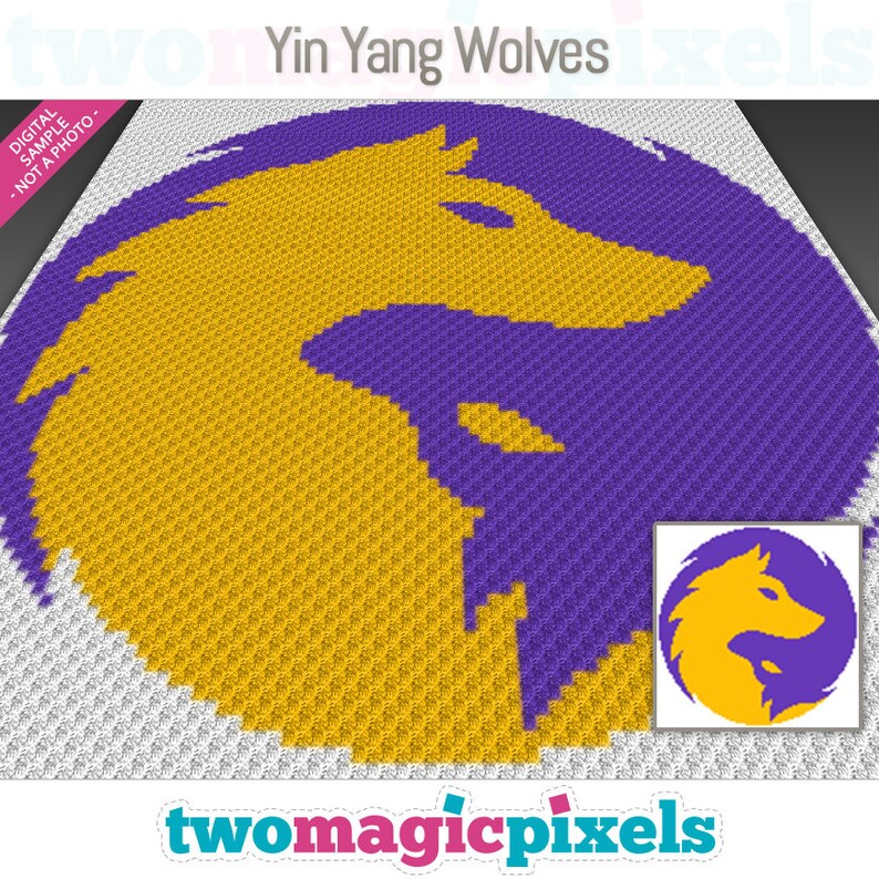 Yin Yang Wolves Crochet Graph (c2c, Mini C2c, Sc, Hdc, Dc, Tss), Cross ...