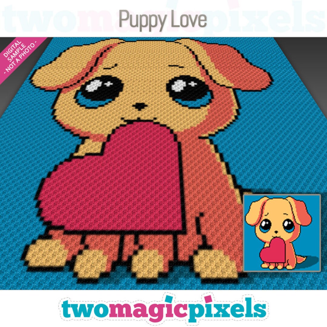 Puppy Love Crochet Graph Cross Stitch c2c, Mini C2c, Sc, Hdc, Dc, Tss ...