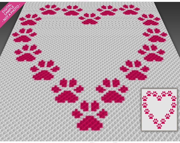 Heart / Paws Graph Blanket Pattern - Etsy Canada