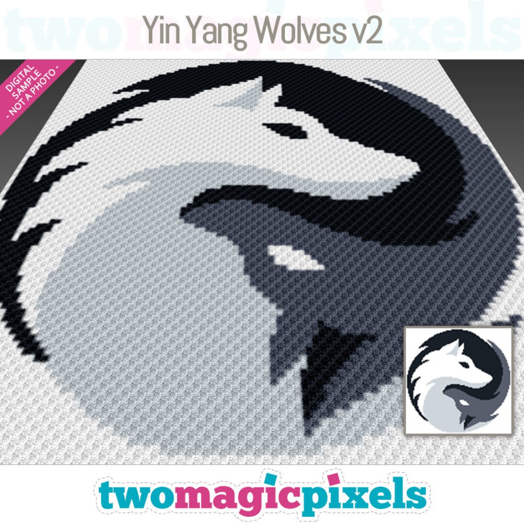 Yin Yang Wolves V2 Crochet Graph c2c, Mini C2c, Sc, Hdc, Dc, Tss, Cross ...