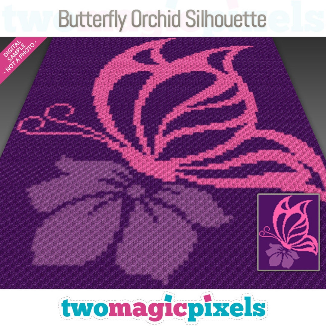 Butterfly Orchid Silhouette Crochet Graph Cross Stitch; (c2c, Mini C2c ...