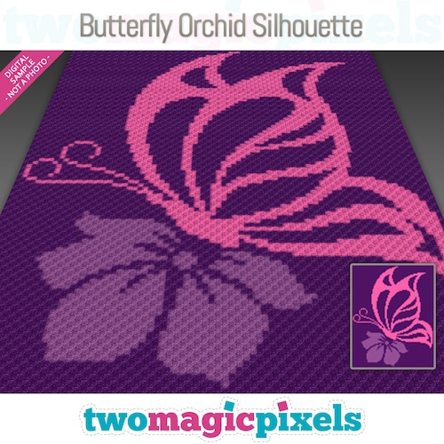 Butterfly Orchid Silhouette Crochet Graph Cross Stitch c2c - Etsy