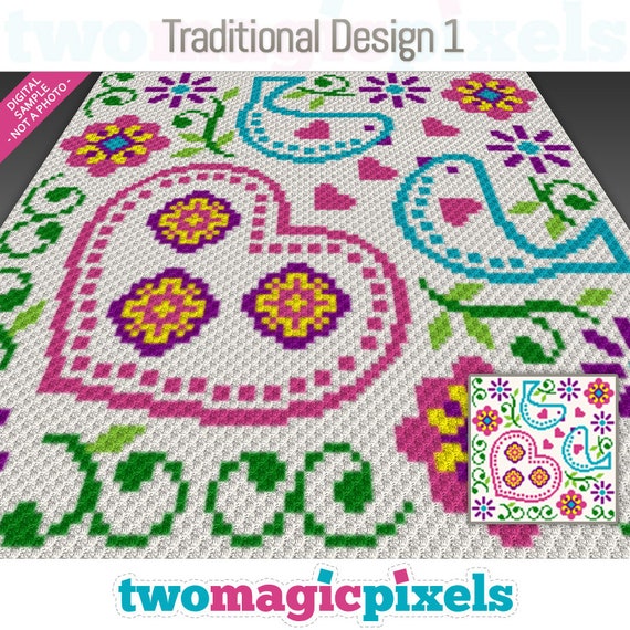 Traditional Design 1 Crochet Graph c2c Mini C2c Sc Hdc - Etsy