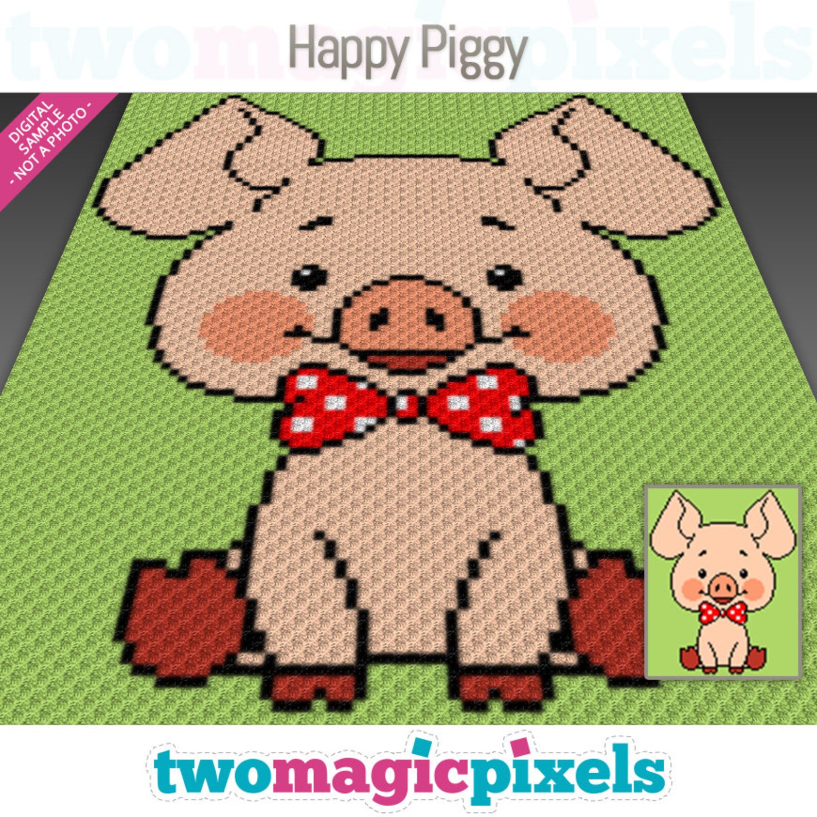 Happy Piggy Graph for Crochet c2c Mini C2c Sc Hdc Dc - Etsy