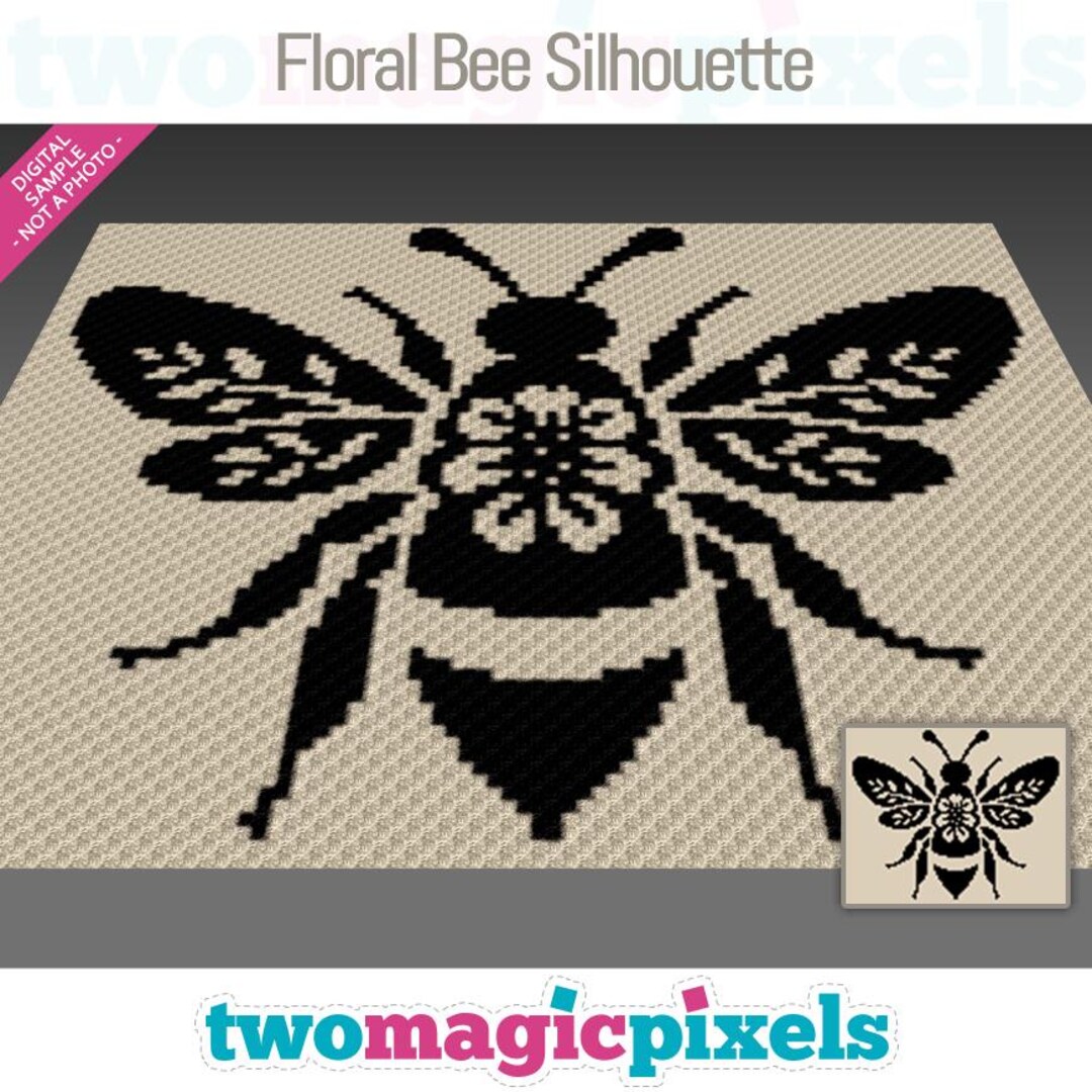 Floral Bee Silhouette Crochet Graph (c2c, Mini C2c, Sc, Hdc, Dc, Tss ...